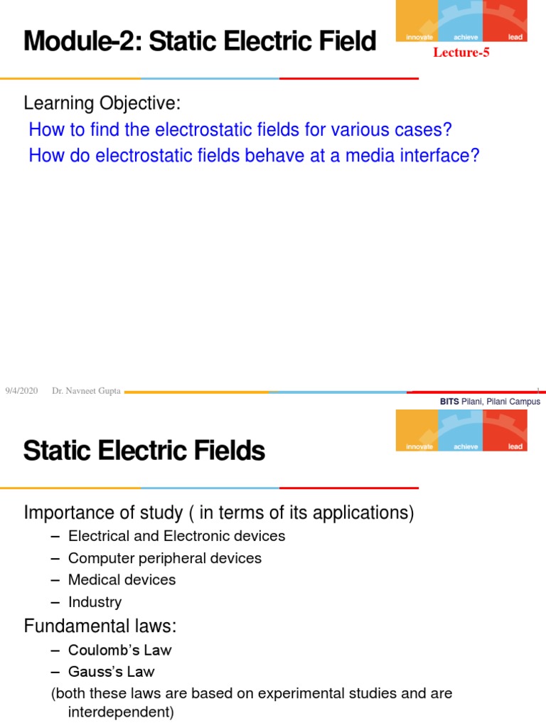 Module-2: Static Electric Field: Learning Objective | PDF | Electric ...