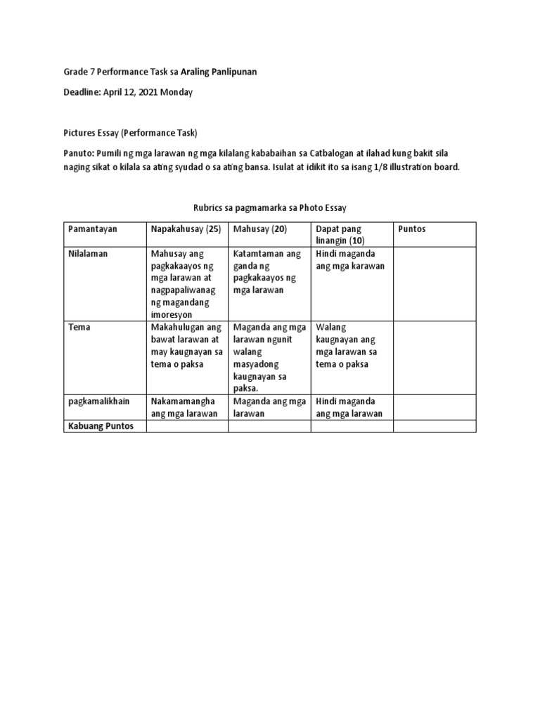 Grade 7 Performance Task Sa Araling Panlipunan | PDF