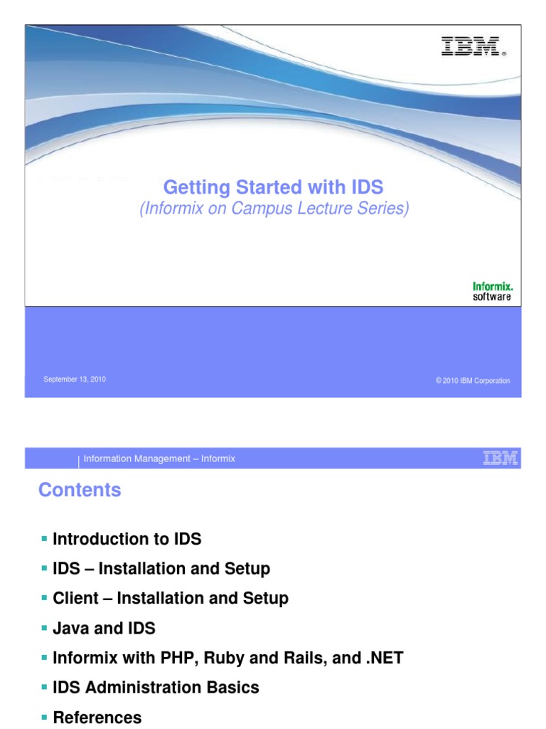 Getting Started With IDS: (Informix On Campus Lecture Series) | PDF | Databases | Php