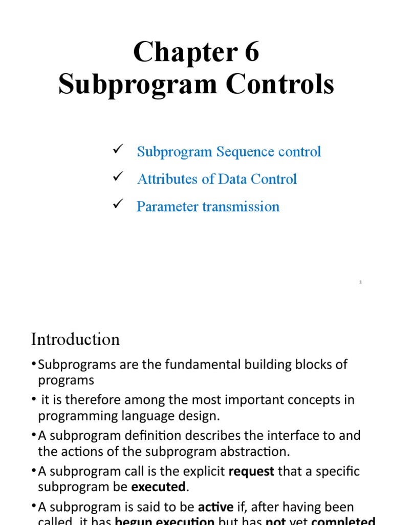 Chapter 6 Subprogram Control Pdf Parameter Computer Programming Subroutine 0384