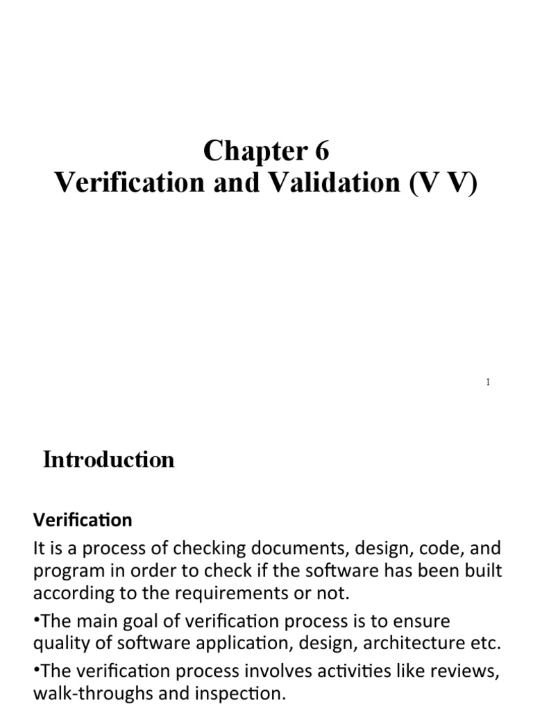 Chap 6 Verification And Validation Pdf Software Testing Computer
