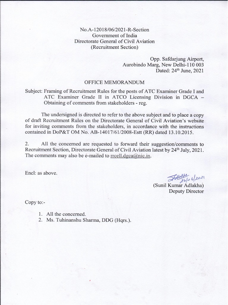 ATCO Draft RRs | PDF