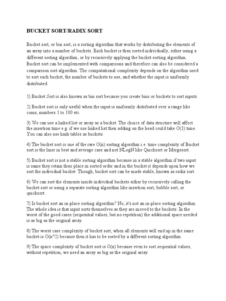 Bucket Sort | PDF | Theoretical Computer Science | Computer Data