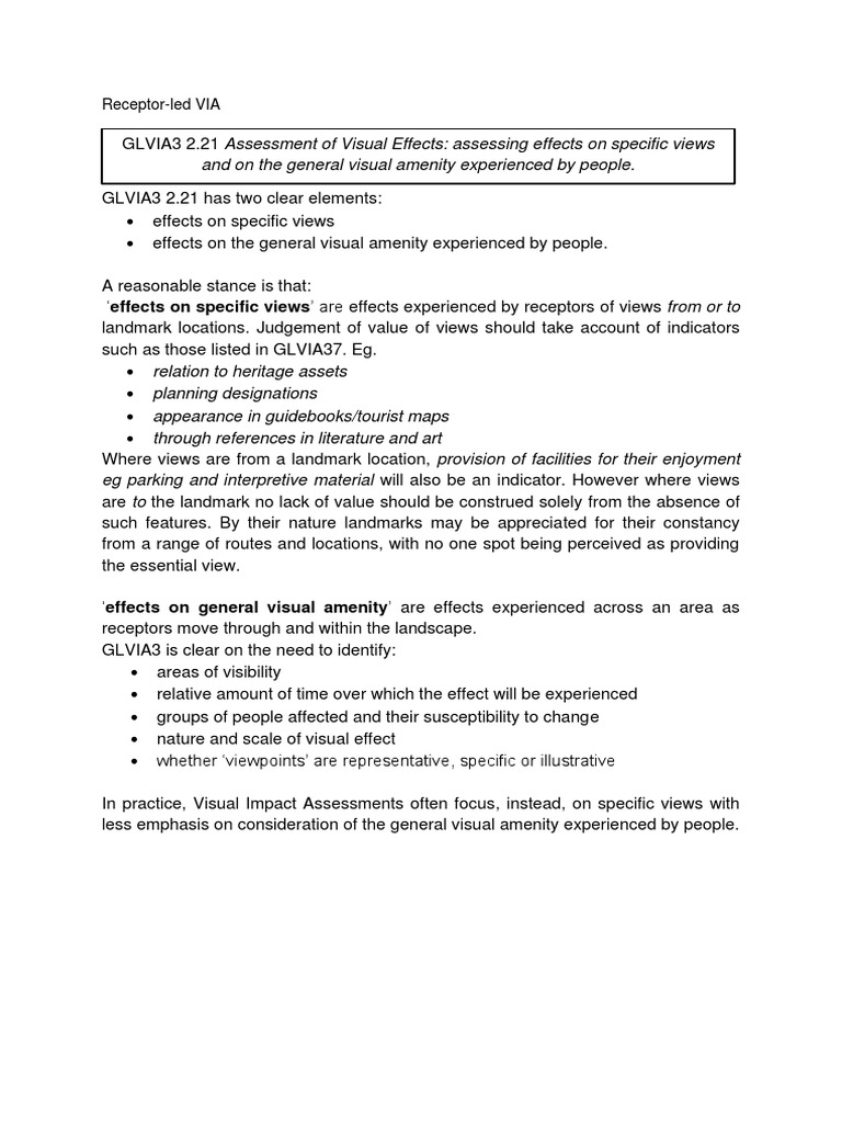 Receptor-Led Visual Impact Assessment - Recommendations | PDF | Cognition
