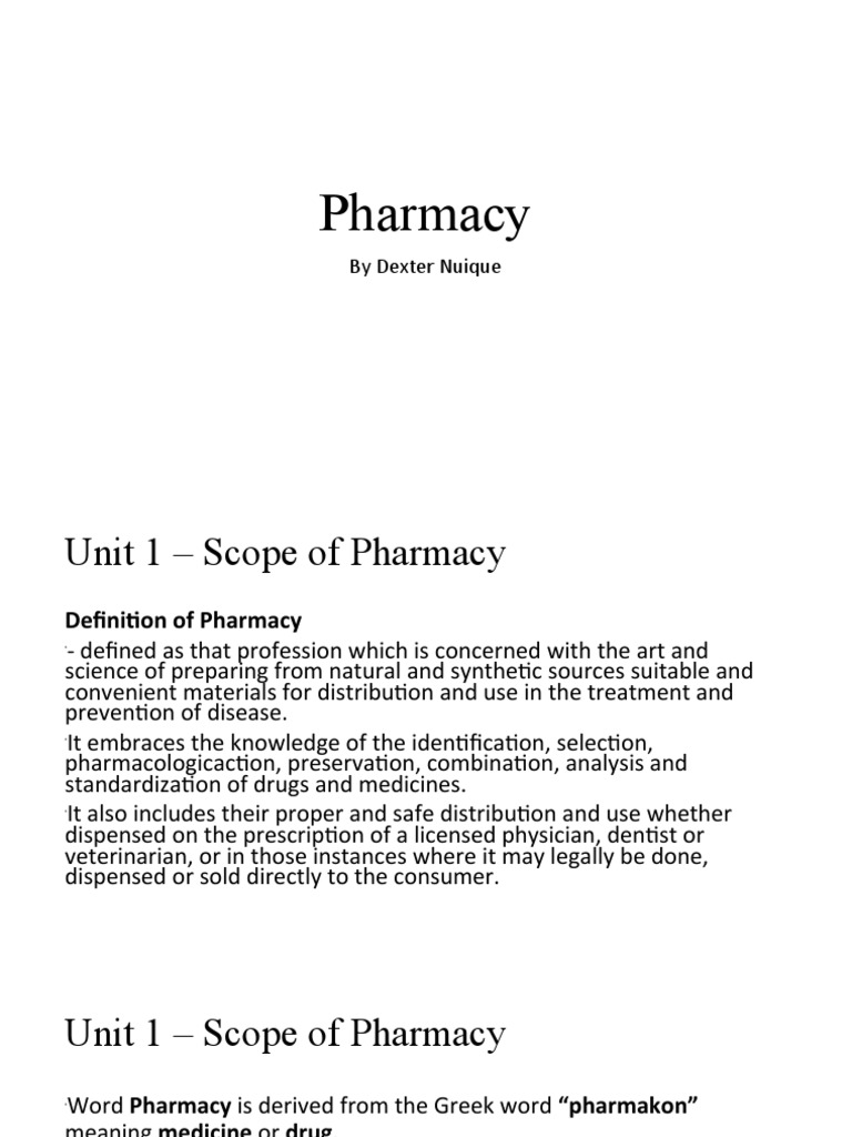 Definition and Scope of Pharmacy | PDF | Pharmacy | Medical Prescription