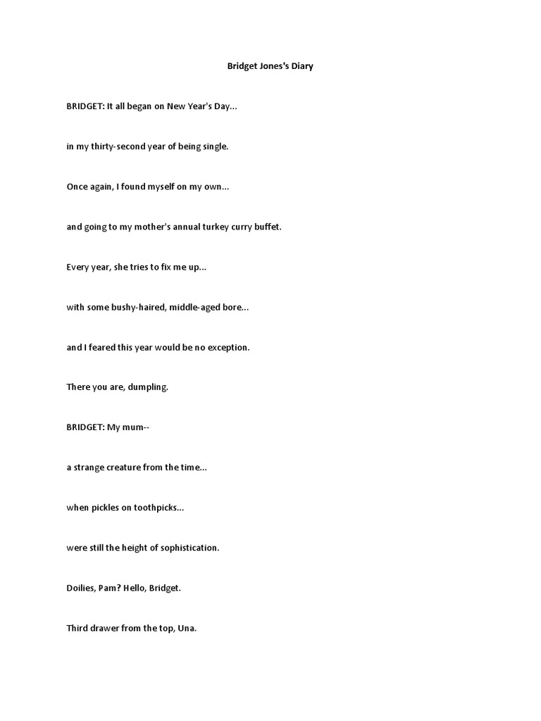 Bridget Jones's Diary Script | PDF