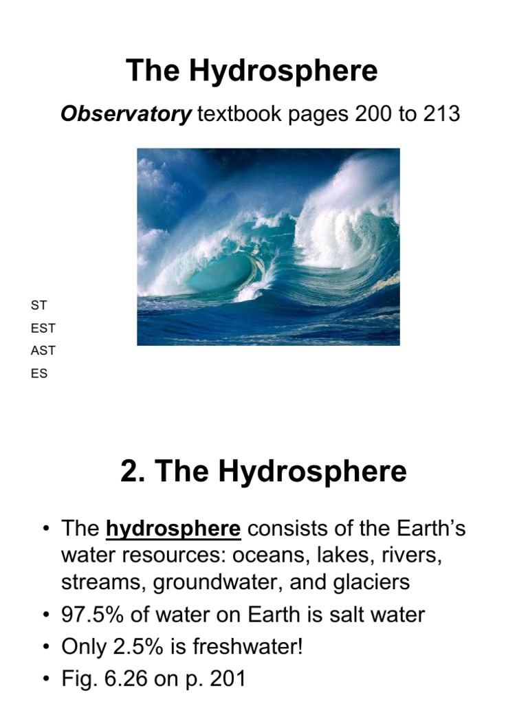 Chapter 6 - The Hydrosphere - BB | PDF | Oceans | Drainage Basin