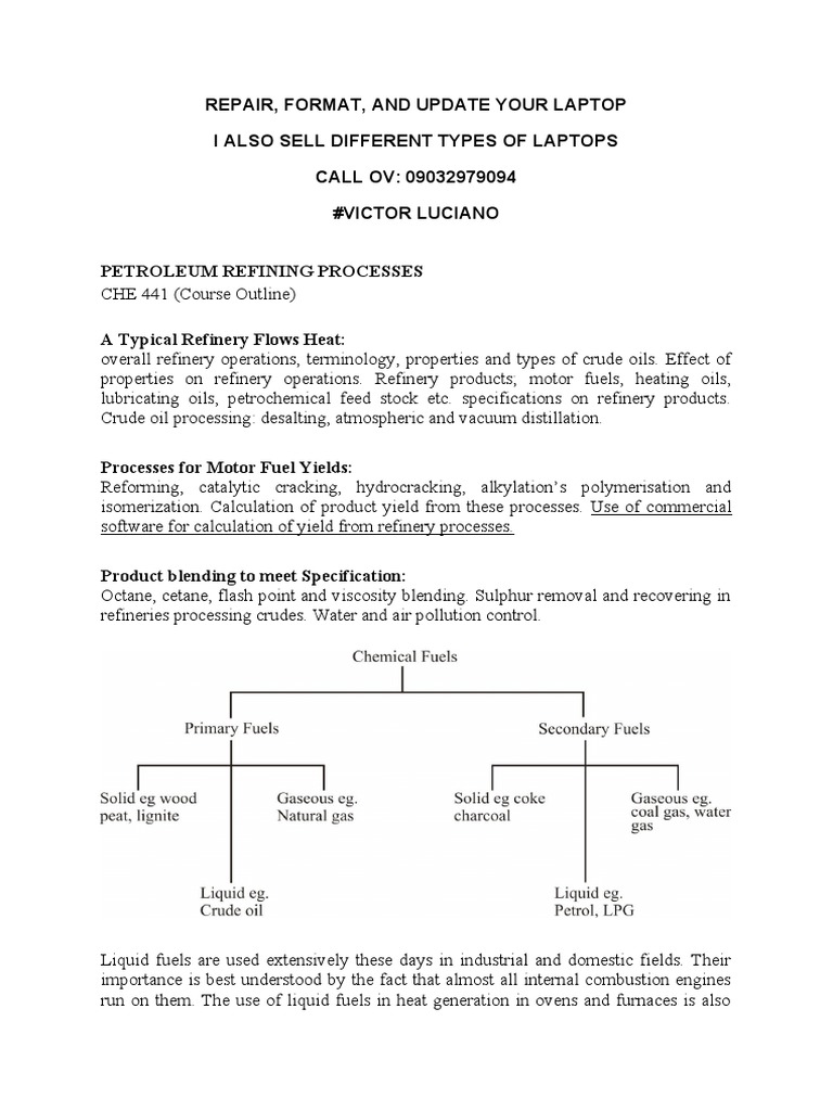 Petroleum Refining Processes Pdf Cracking Chemistry Petroleum