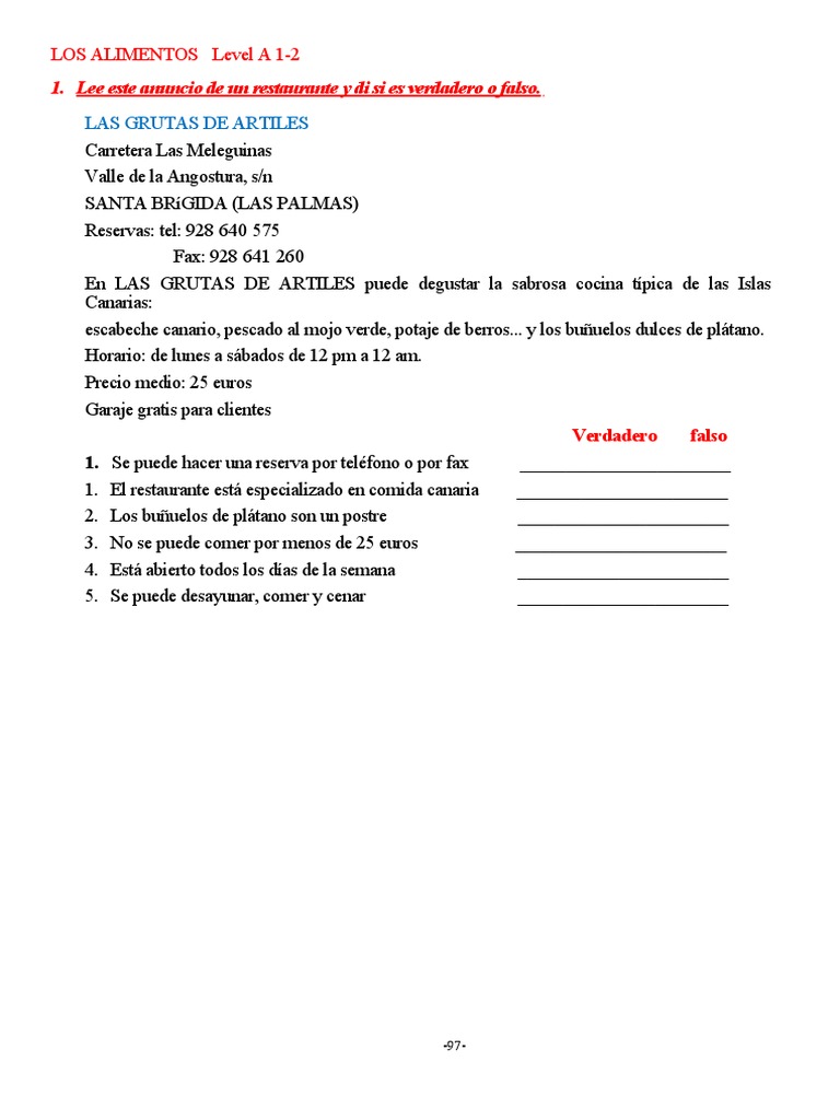 Actividades de Comprensión de Lectura | PDF | Postres | Alimentos