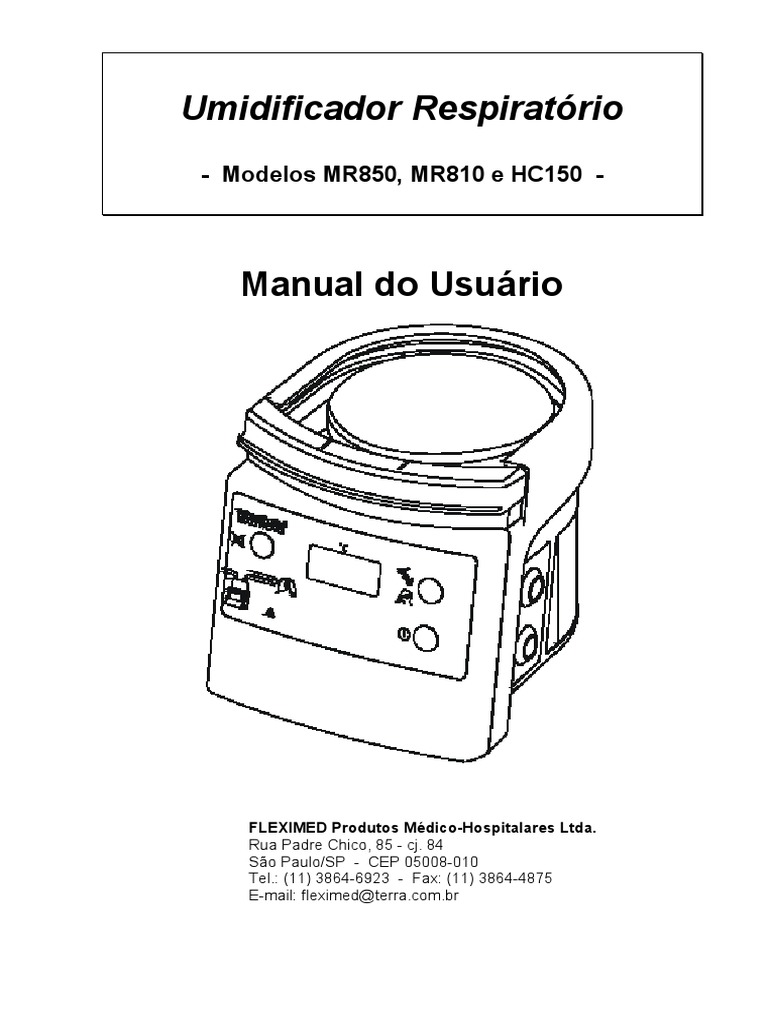 Umidificador M850, M810 e HC150 - Fisher & Paykel | PDF | Umidade | Oxigênio