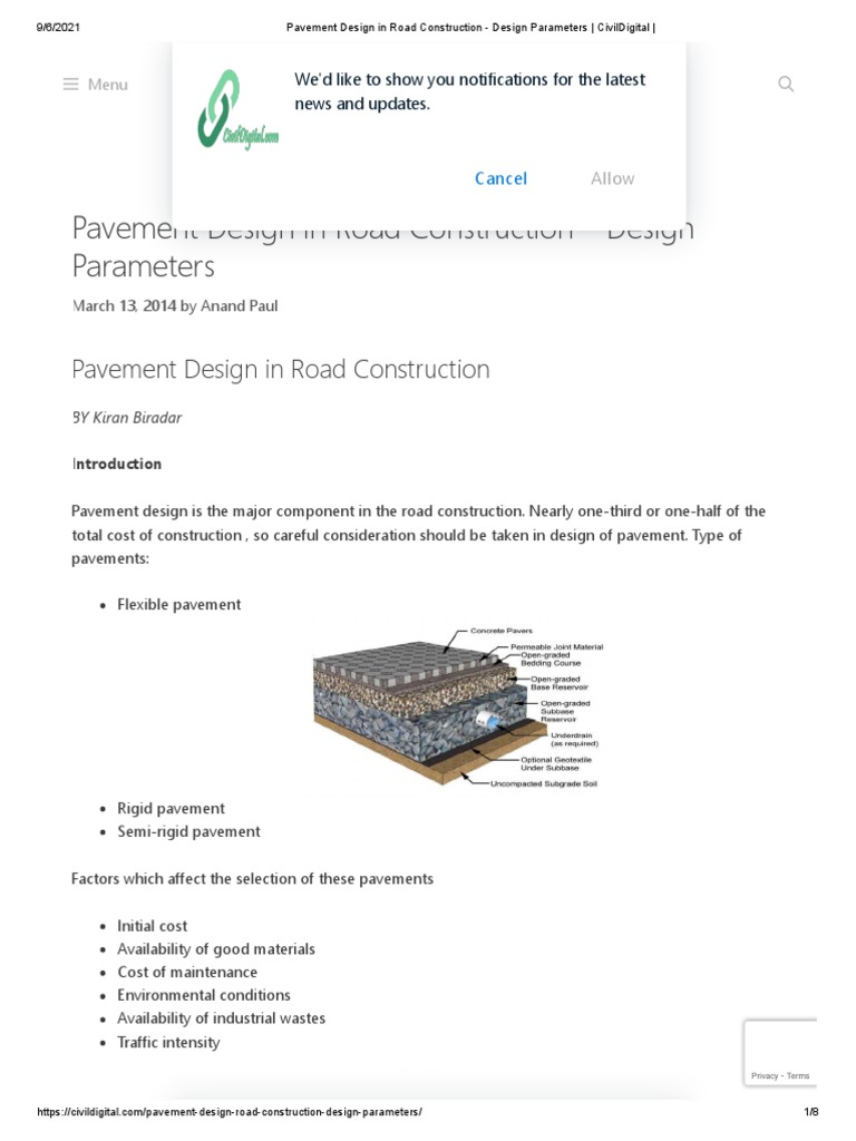 Pavement Design in Road Construction | PDF | Road Surface | Road