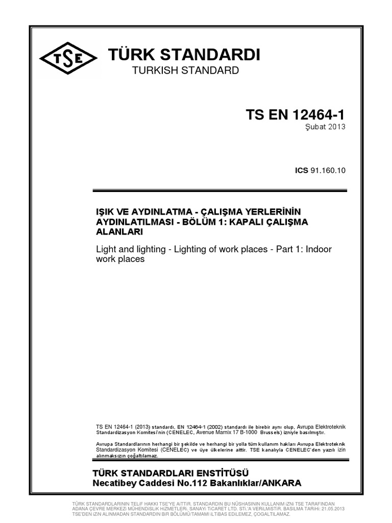 TS - en - 12464 - 1 Kapali Alan | PDF