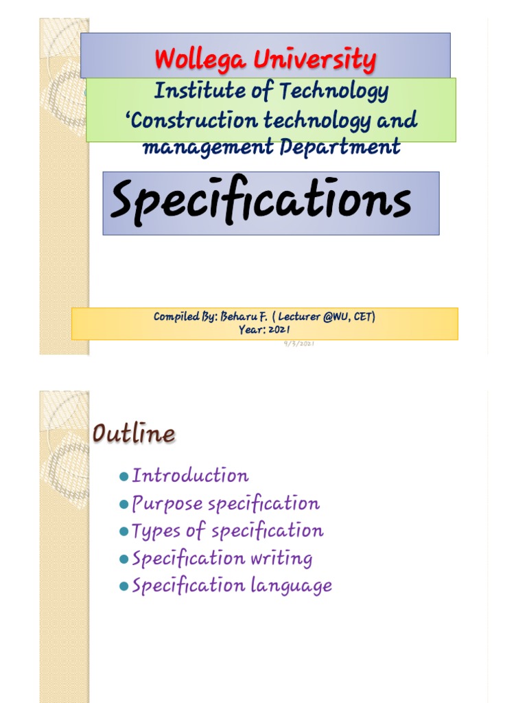 Lecture 2.construction Specifications | PDF | Specification (Technical ...