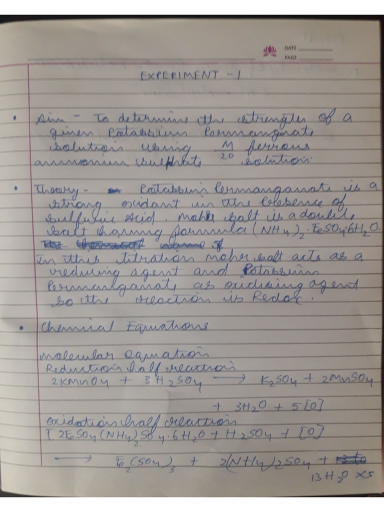 Chemistry Practical Term 1 Class 12 Experiments | PDF