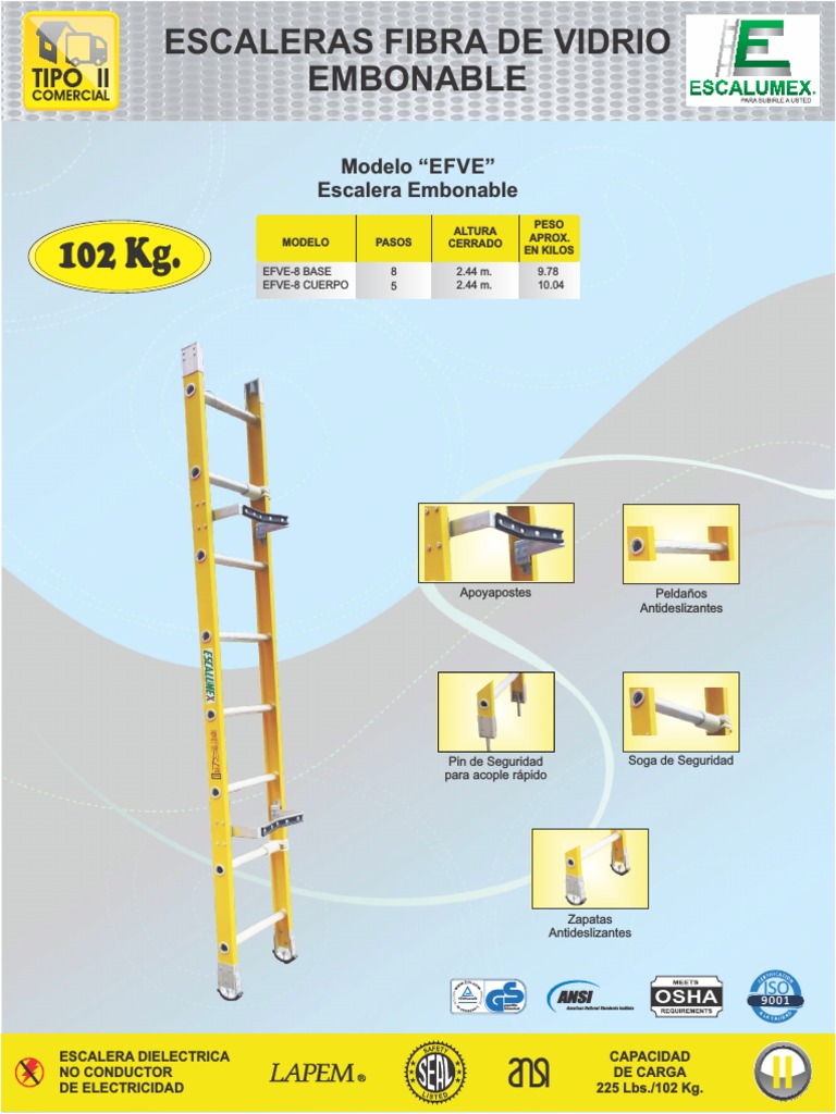 Escalera Embonable (Escalumex) - Fibra de Vidrio | PDF