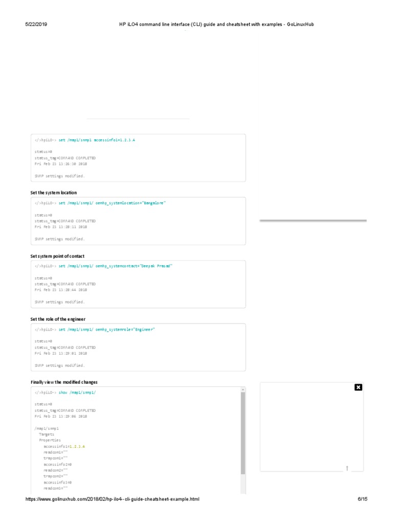 Configuring SNMP Settings, Assigning a System Name, and Viewing Power Values Using the HP iLO4 ...