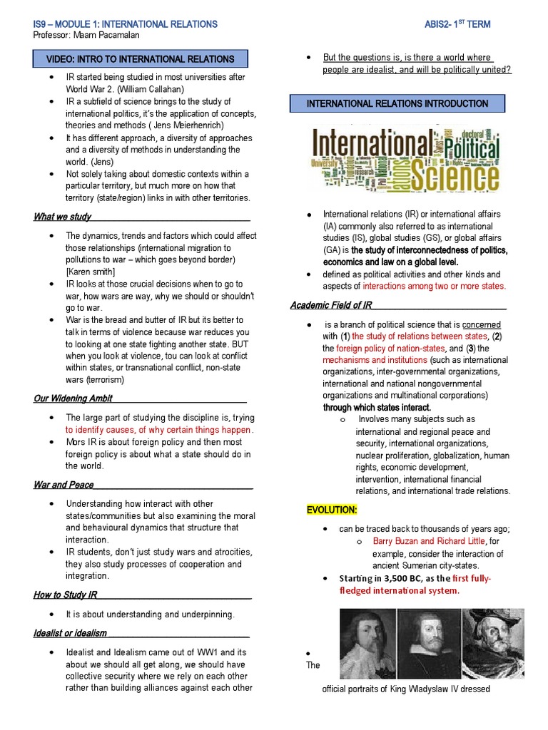 Intro International Relations Notes | PDF | International Relations ...