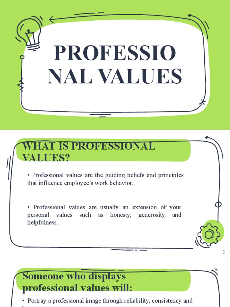 Professional Values PPT | PDF | Value (Ethics) | Employment