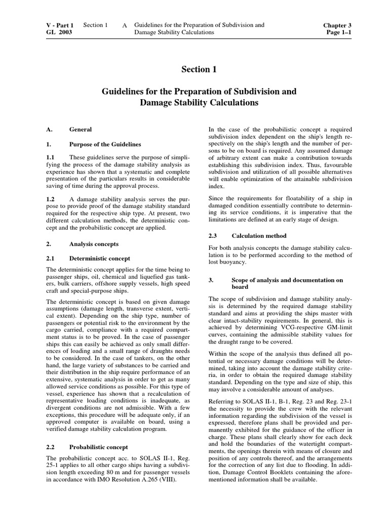Guidelines for Subdivision and Damage Stability Calculations | PDF ...
