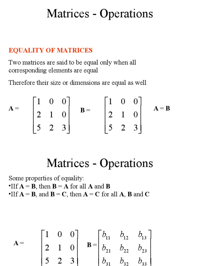 Matrices - Key Operations | PDF | Matrix (Mathematics) | Determinant