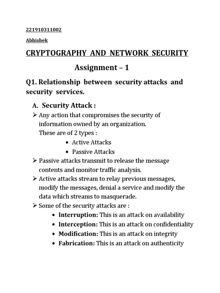 Cryptography and Network Security Assignment - 1 | PDF