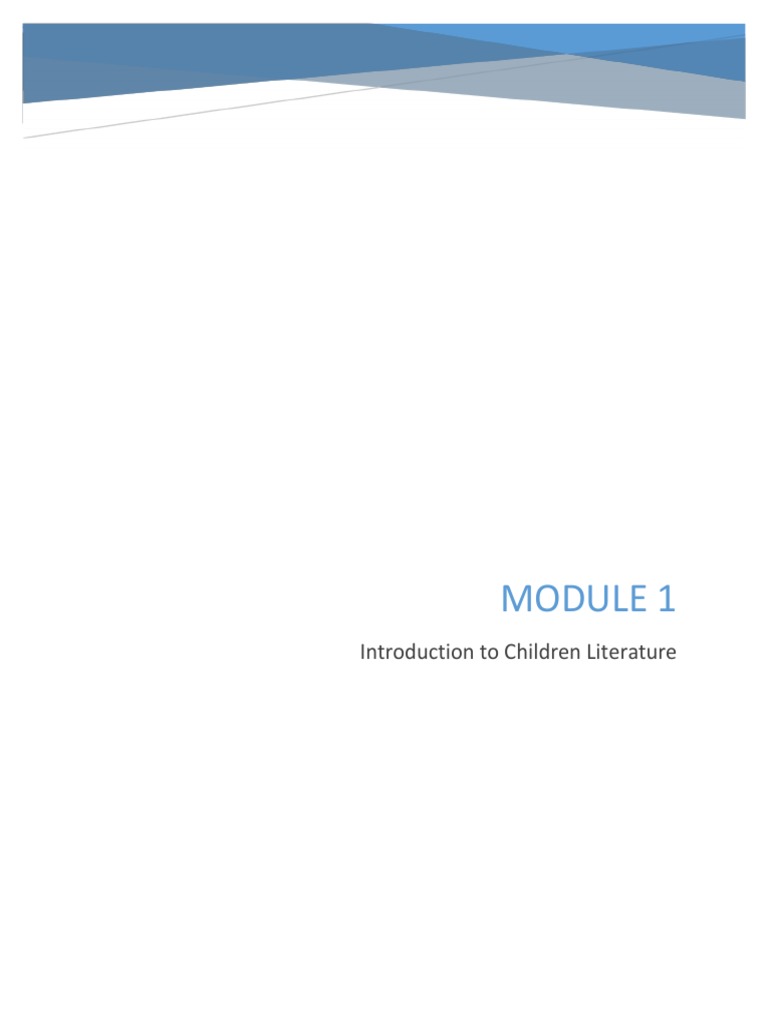 Module 1 Introduction To Children's Literature | PDF | Narration | Plot ...