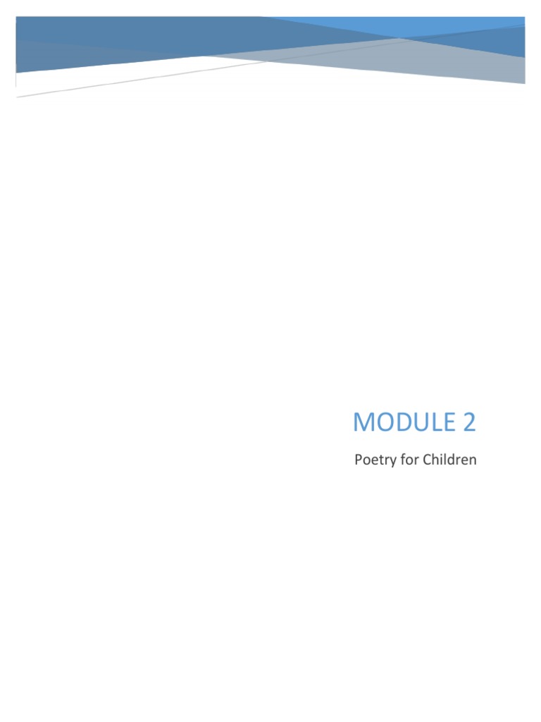 Module 2 Poetry For Children | PDF | Poetry | Rhyme