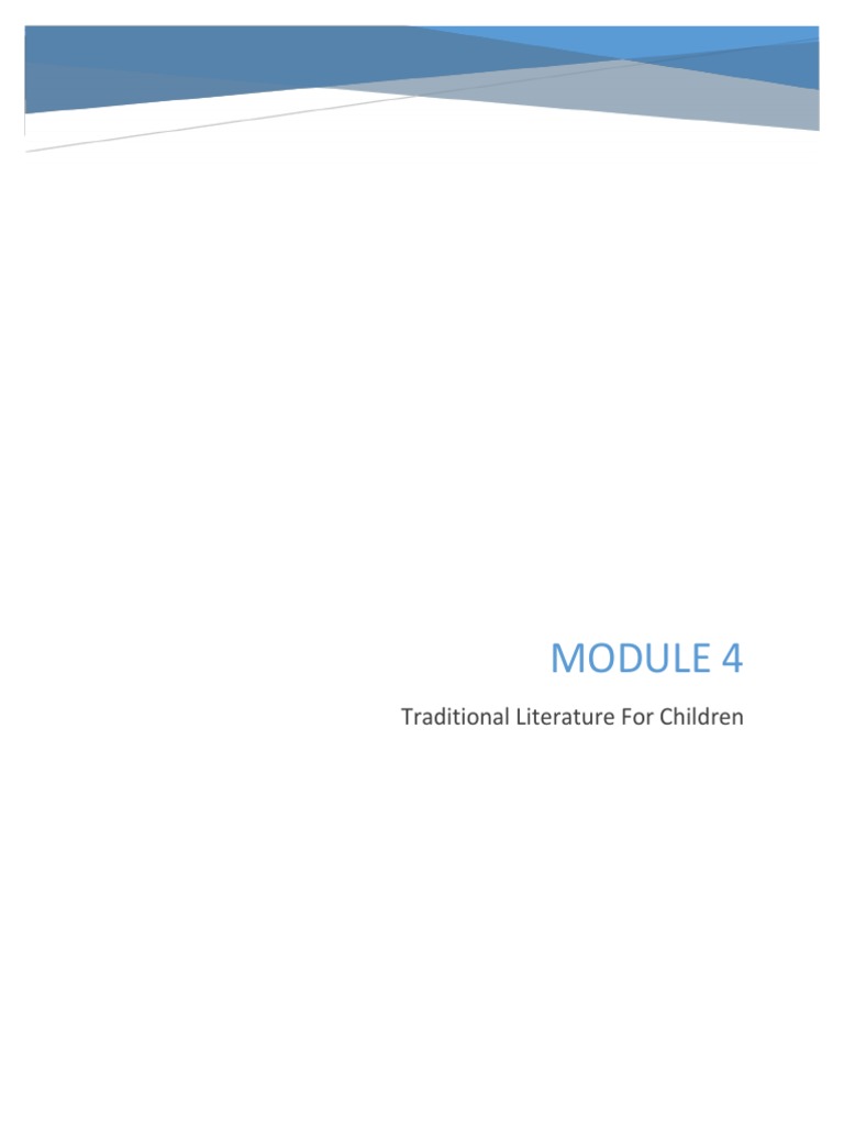 Module 4 Traditional Literature For Children | PDF | Fable | Narrative