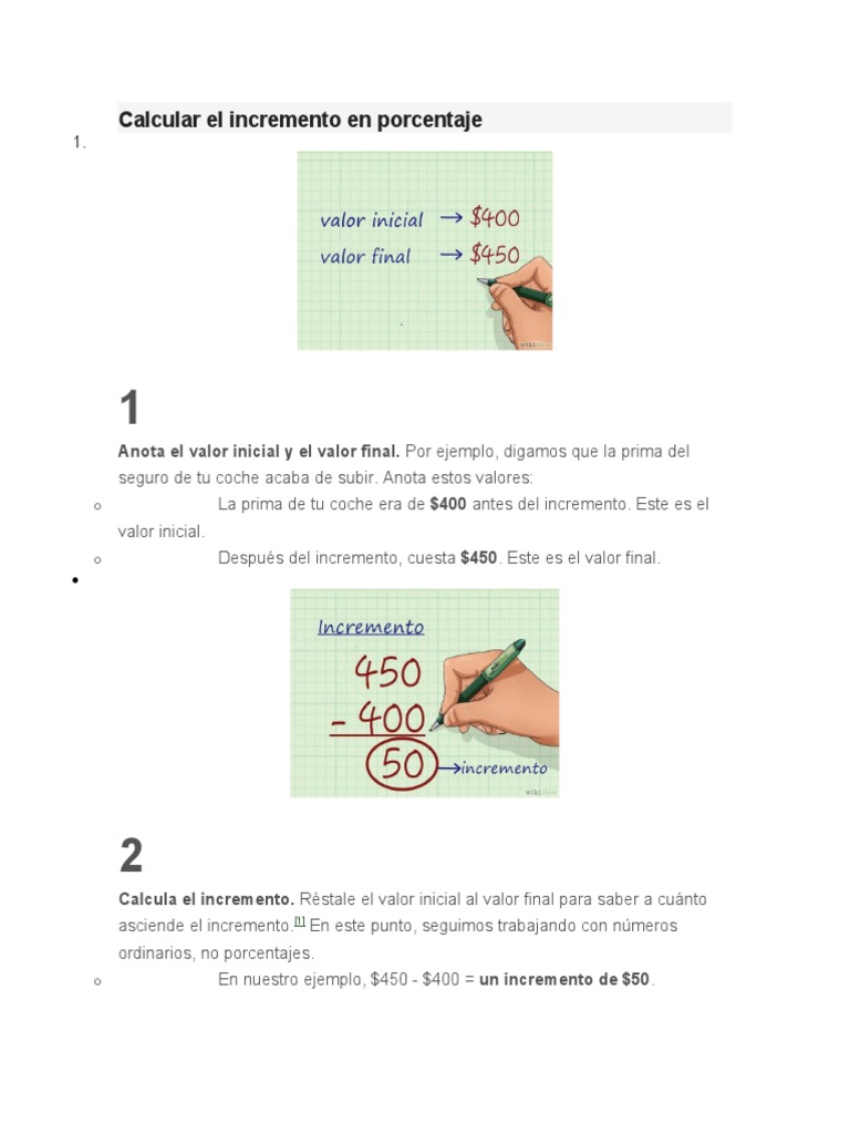 Calcular El Incremento en Porcentaje | PDF | Porcentaje | Matemáticas
