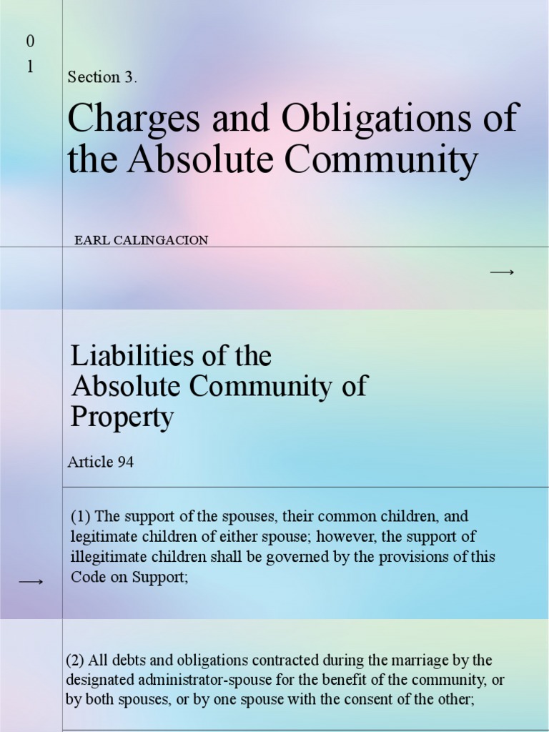 Section 3. Charges and Obligations of The Absolute Community | PDF ...
