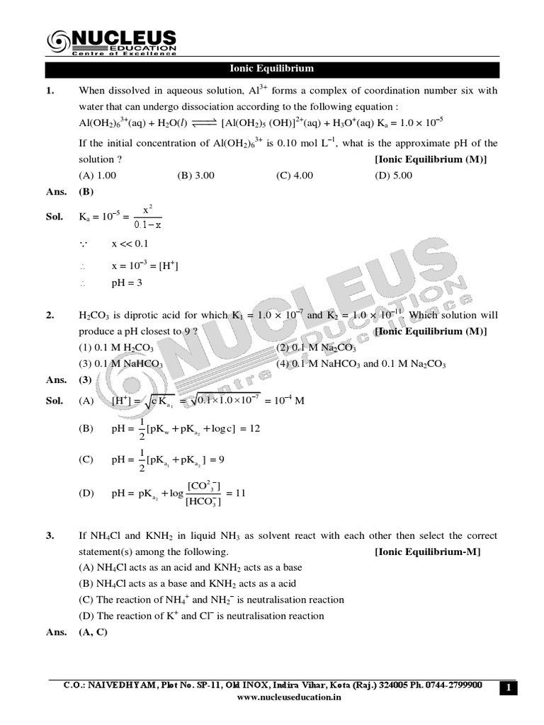 03-Ionic Equilibrium - Telegram - @JEE - BOOKS | PDF | Ph | Acid Dissociation Constant