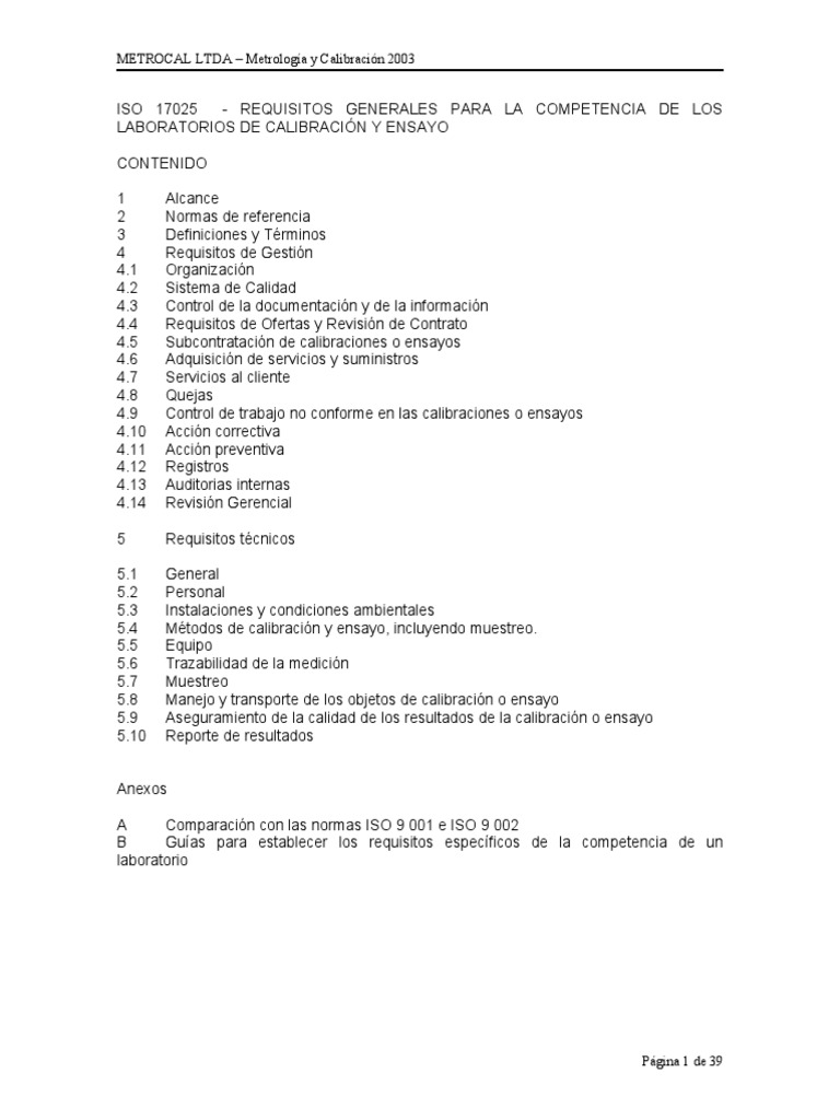 ISO 17025 Completa Traducida | PDF | Calidad (comercial) | Calibración