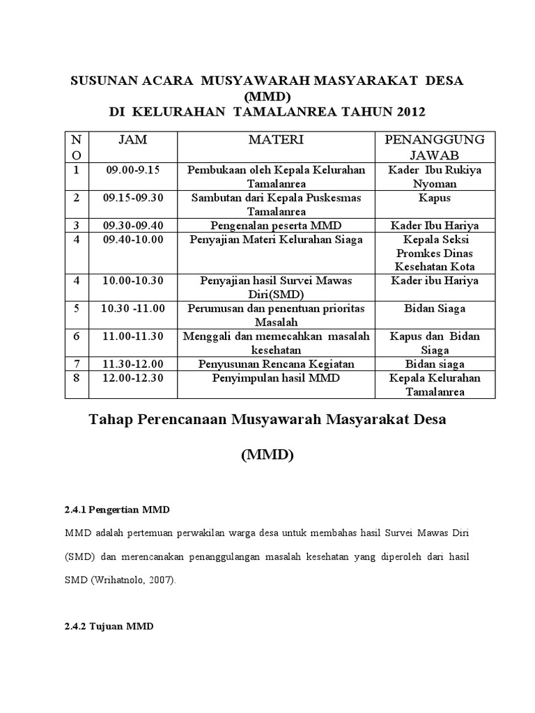 Susunan Acara MMD | PDF