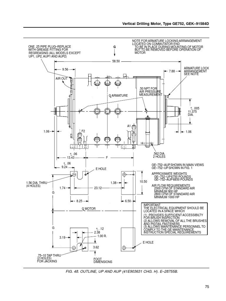 GE752 Vertical Drilling Motor Specs | PDF | Mechanical Engineering | Tools