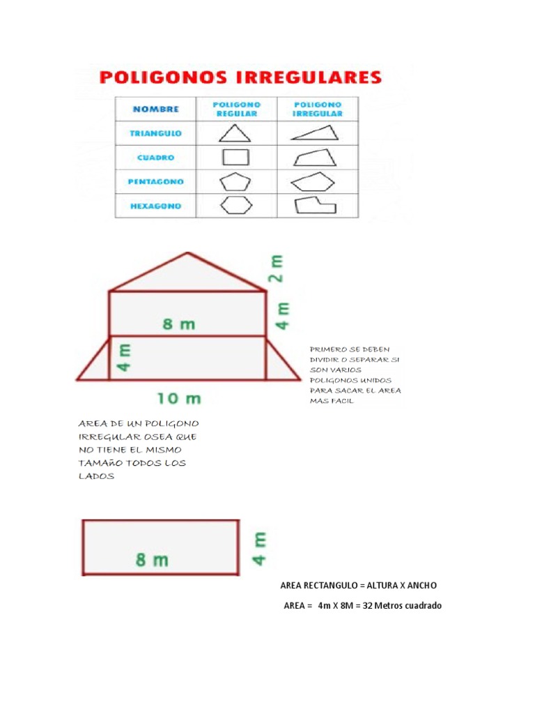 Explicacion de Area de Poligono Irregular Mixto | PDF