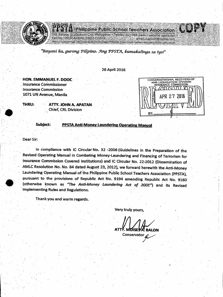 PPSTA AMLA Manual'sample | PDF