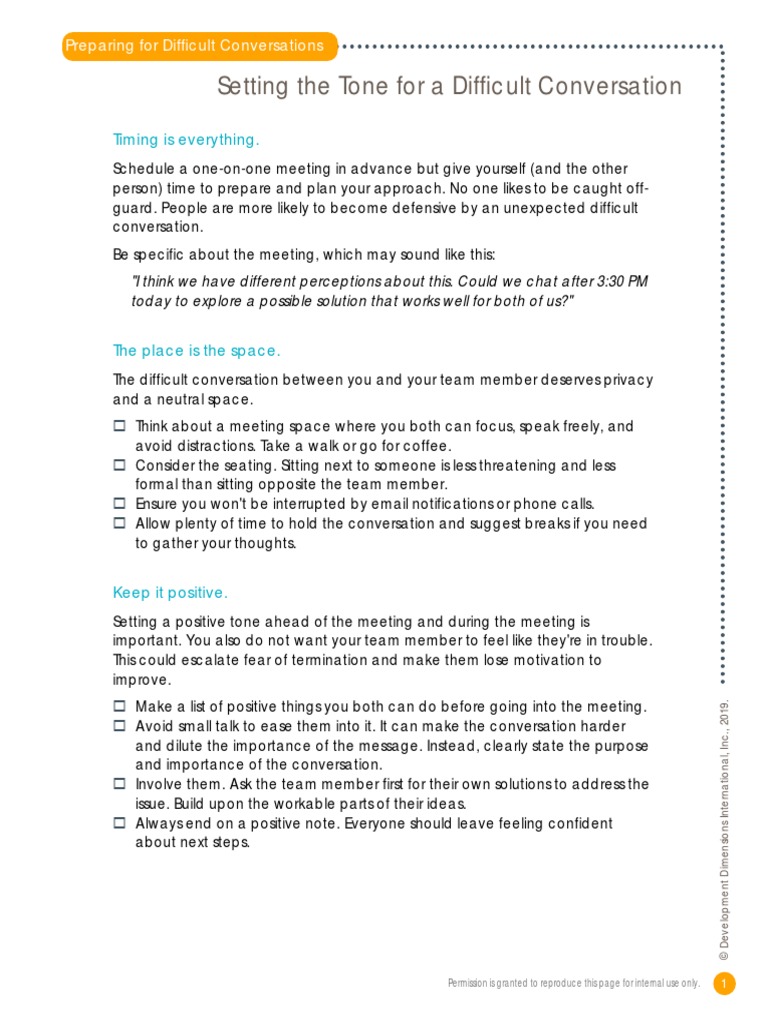 Setting The Tone For A Difficult Conversation | PDF