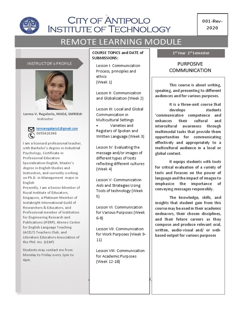 Purposive Communication Module 1 2021 | Download Free PDF ...