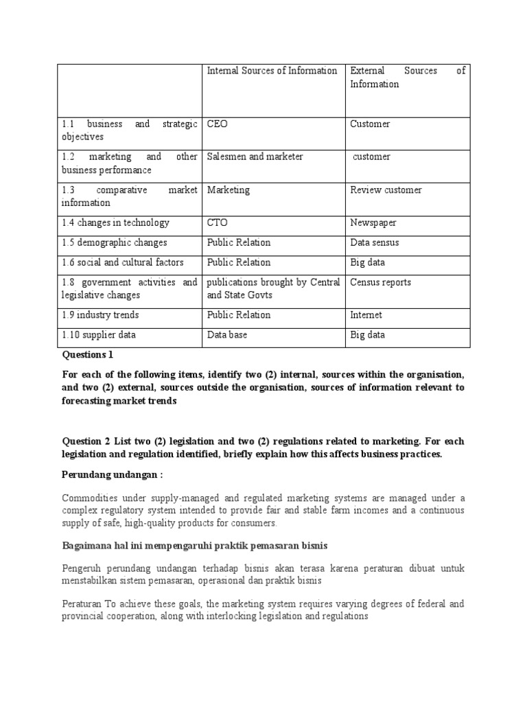 Internal Sources of Information | Download Free PDF | Statistics | Business