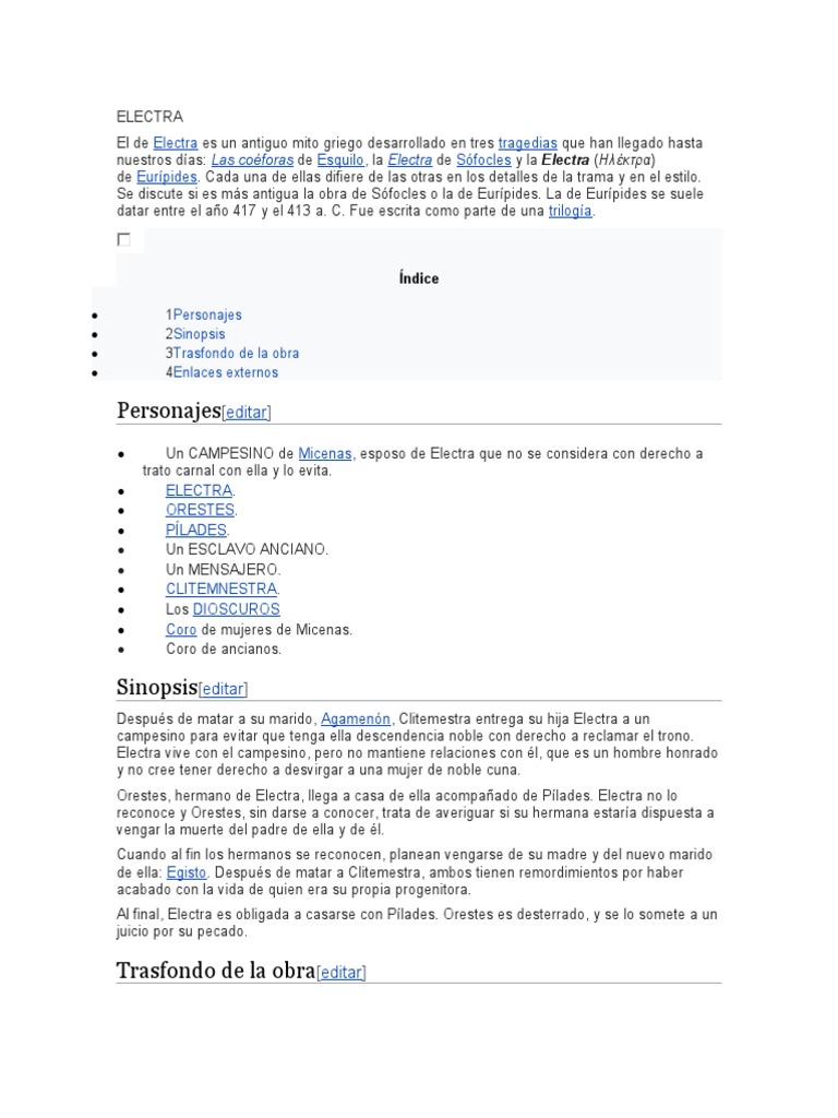 ELECTRA | PDF | Clitemnestra