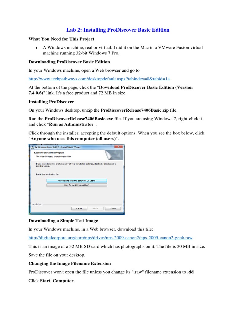 Lab 2: Installing Prodiscover Basic Edition: What You Need For This Project | PDF | Computer ...