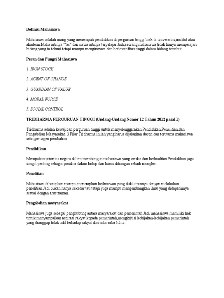 Definisi Mahasiswa | PDF