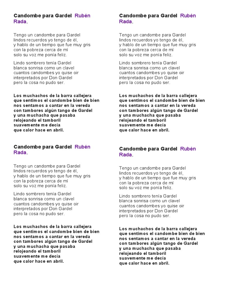 Candombe para Gardel Rubén Rada | PDF | Pueblo latinoamericano | Uruguay