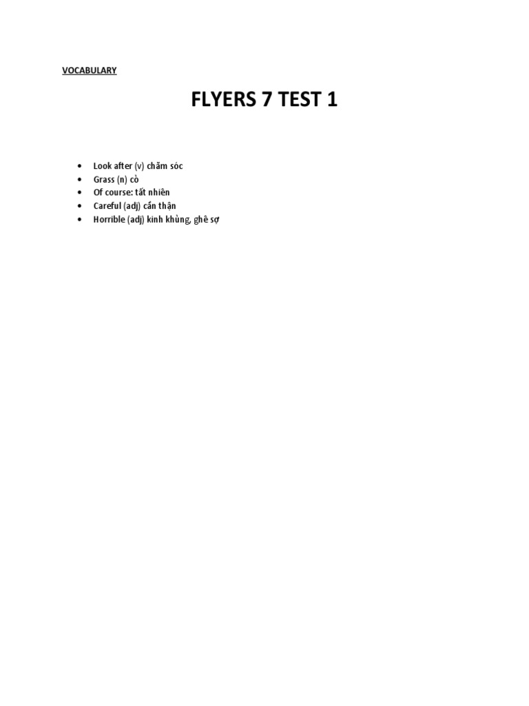 Flyers 7 Test 1 | PDF