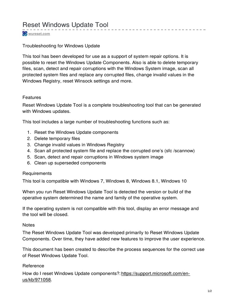Reset Windows Update Tool | PDF