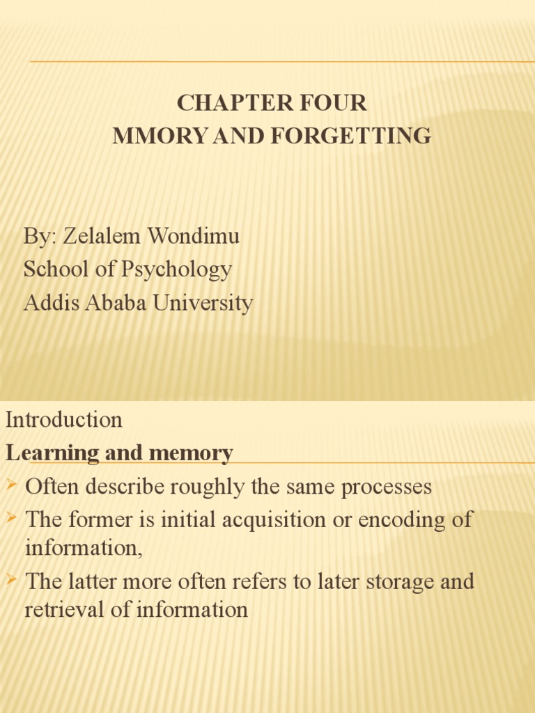 Memory and Forgetting Chapter | PDF | Memory | Recall (Memory)