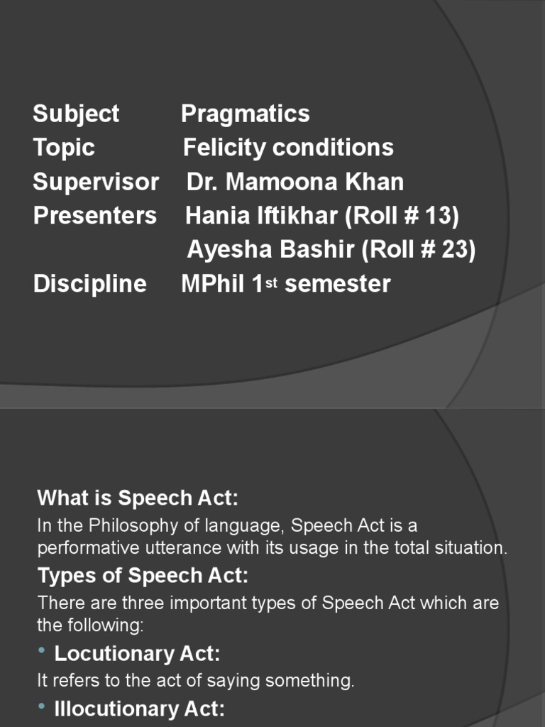 Understanding Felicity Conditions in Speech Acts | PDF | Philosophical ...