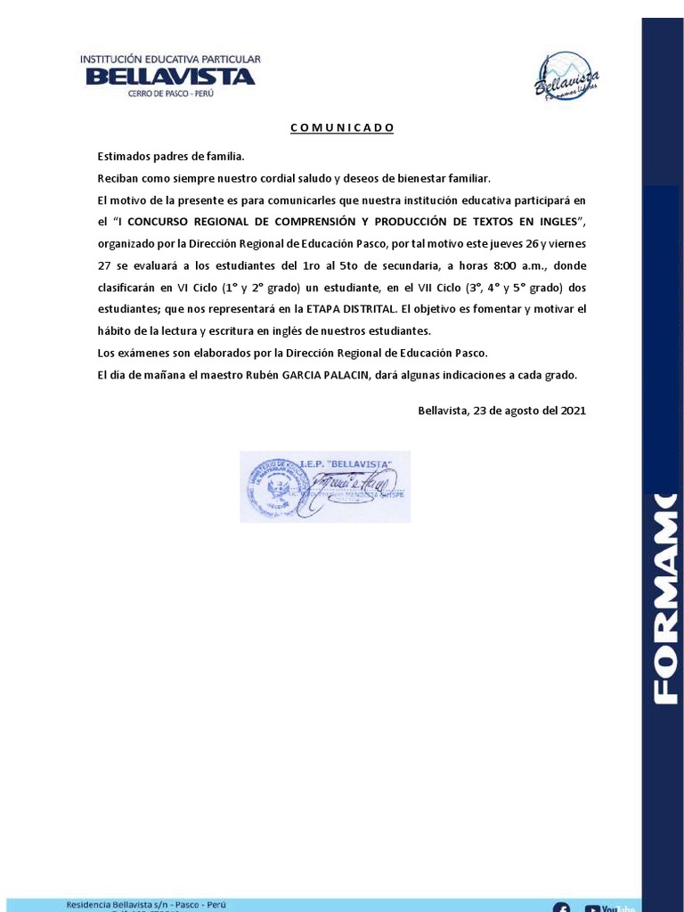 Comunicado - Ingles | PDF