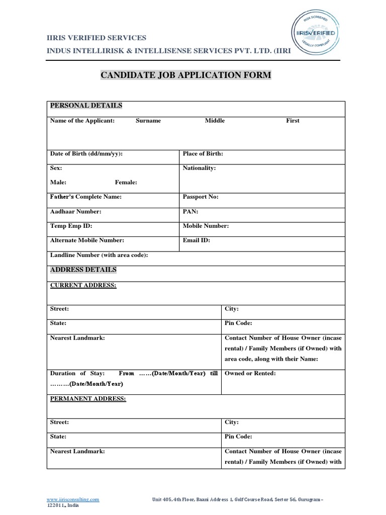 Candidate Job Application for Indus IntelliRisk & IntelliSense Services ...