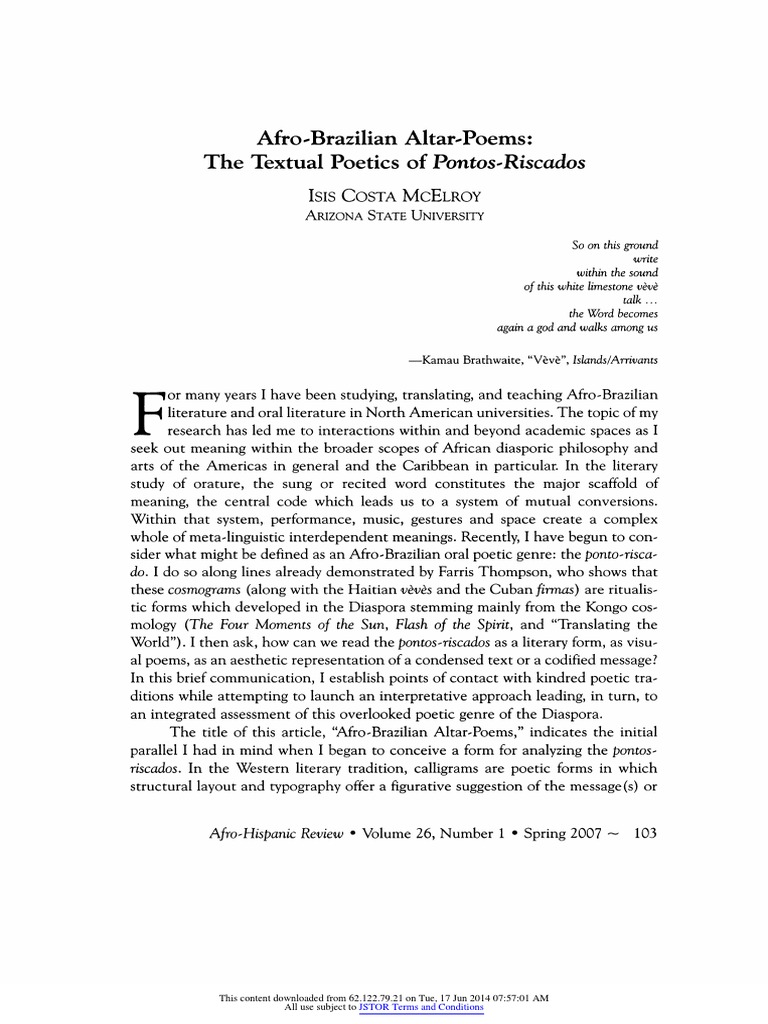 Afro-Brazilian Altar - Poems - The Textual Poetics of Pontos - Riscados ...